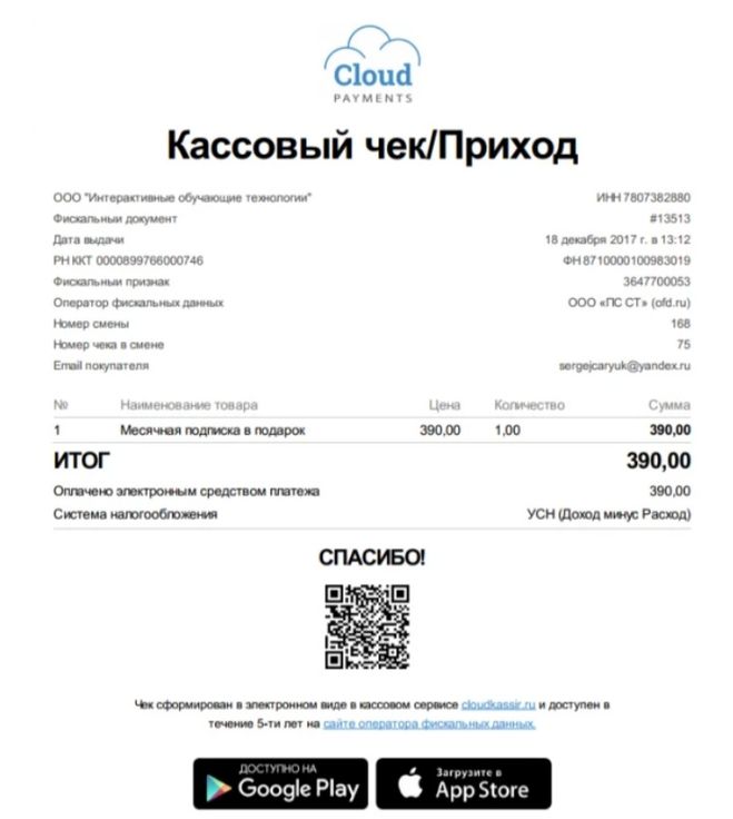 Что такое электронный чек? Как он выглядит?